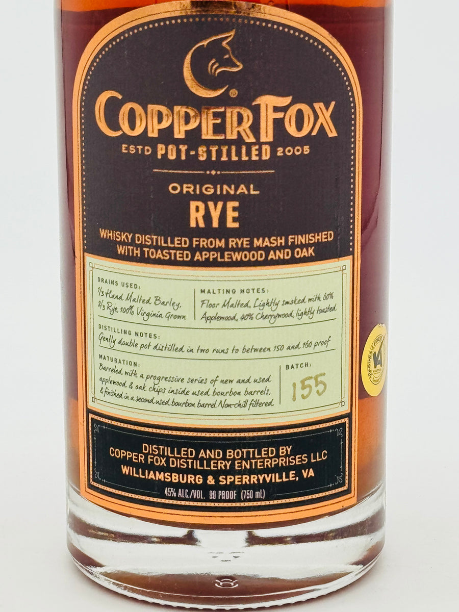 Copper Fox Distlllery Original Rye Whiskey (750ml) – Whisky Trade